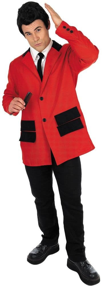 XL 50's Teddy Boy Jacket -Red, XXL 1950's fancy dress costume for men