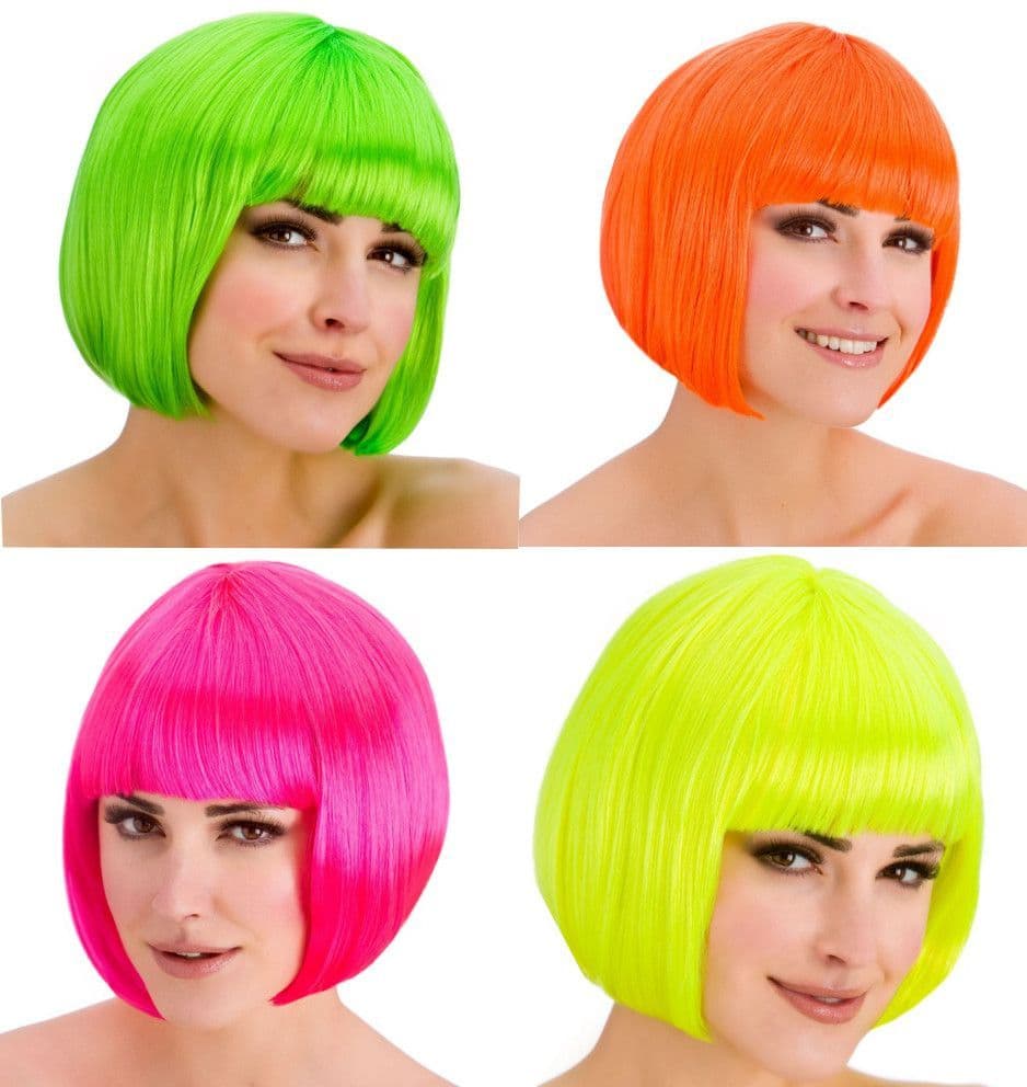 Diva Bob Wigs Neon - bob fancy dress wigs