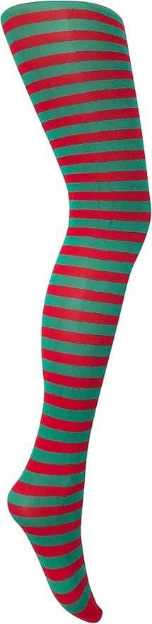 Red/Green striped plus size Elf tights -- XL striped elf tights