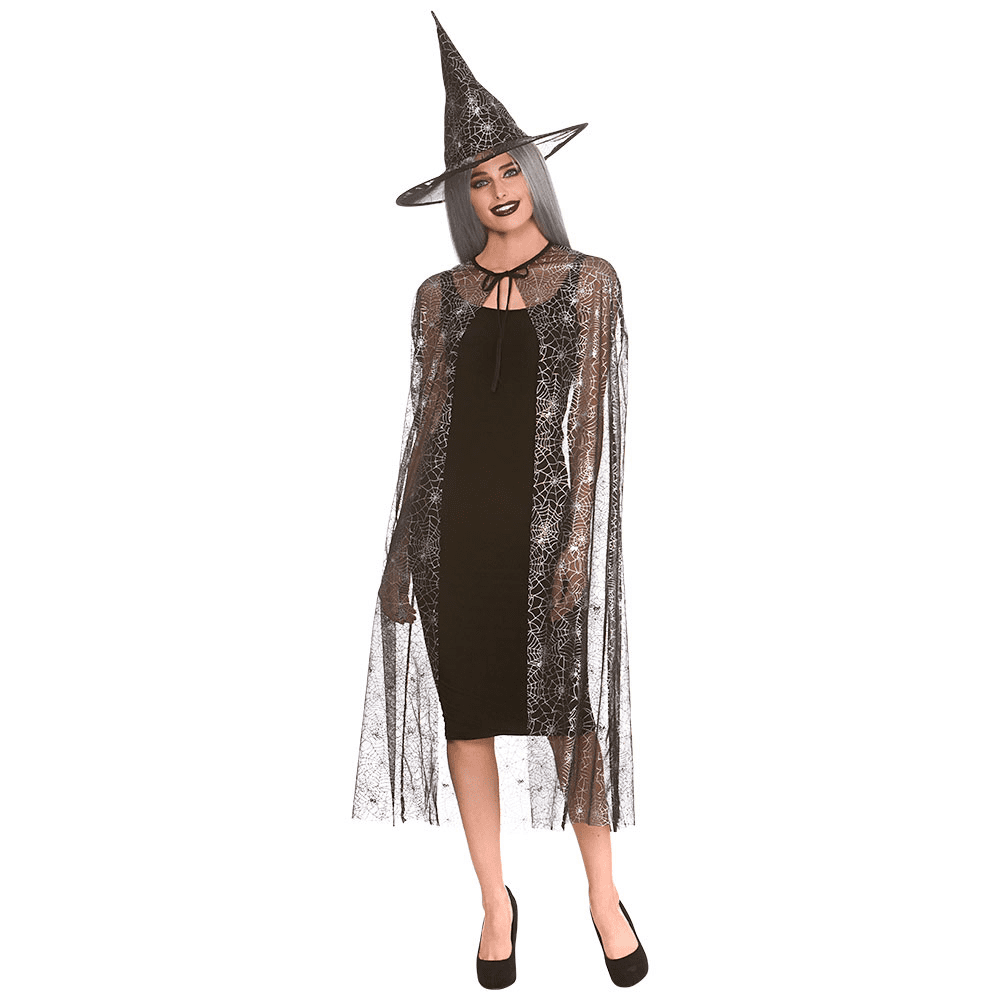 Shimmering Spider Web Cape & Hat- deluxe Halloween cape