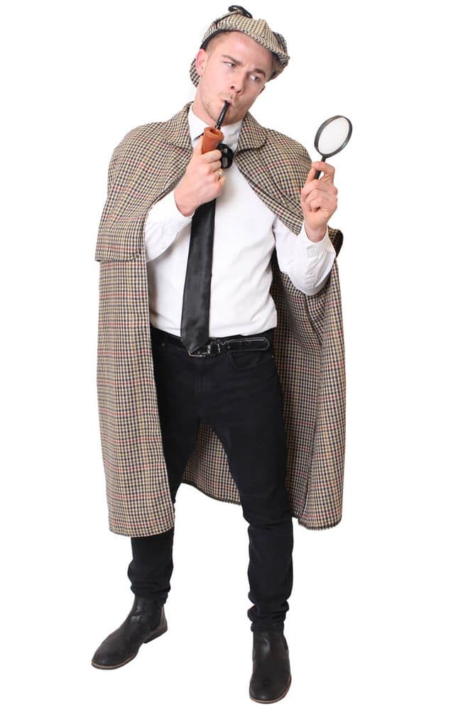 Victorian Detective Costume, XL Sherlock Holmes fancy dress costume