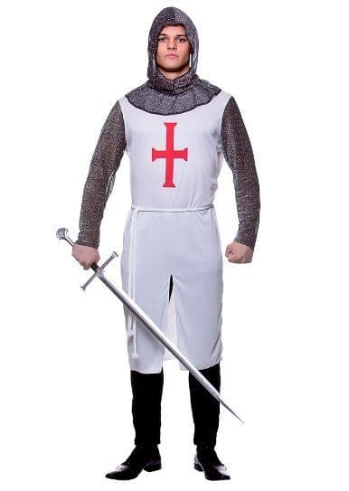 White Crusader Knight Costume- plus size fancy dress costume | XL ...