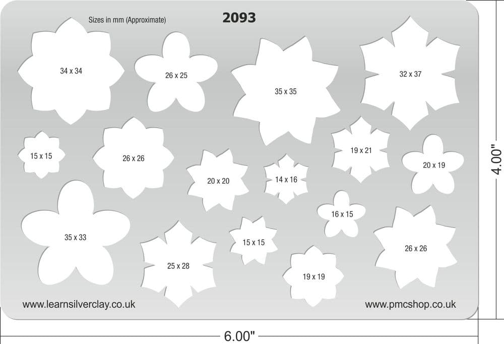 Metal Clay Template - Starry Flowers 2093
