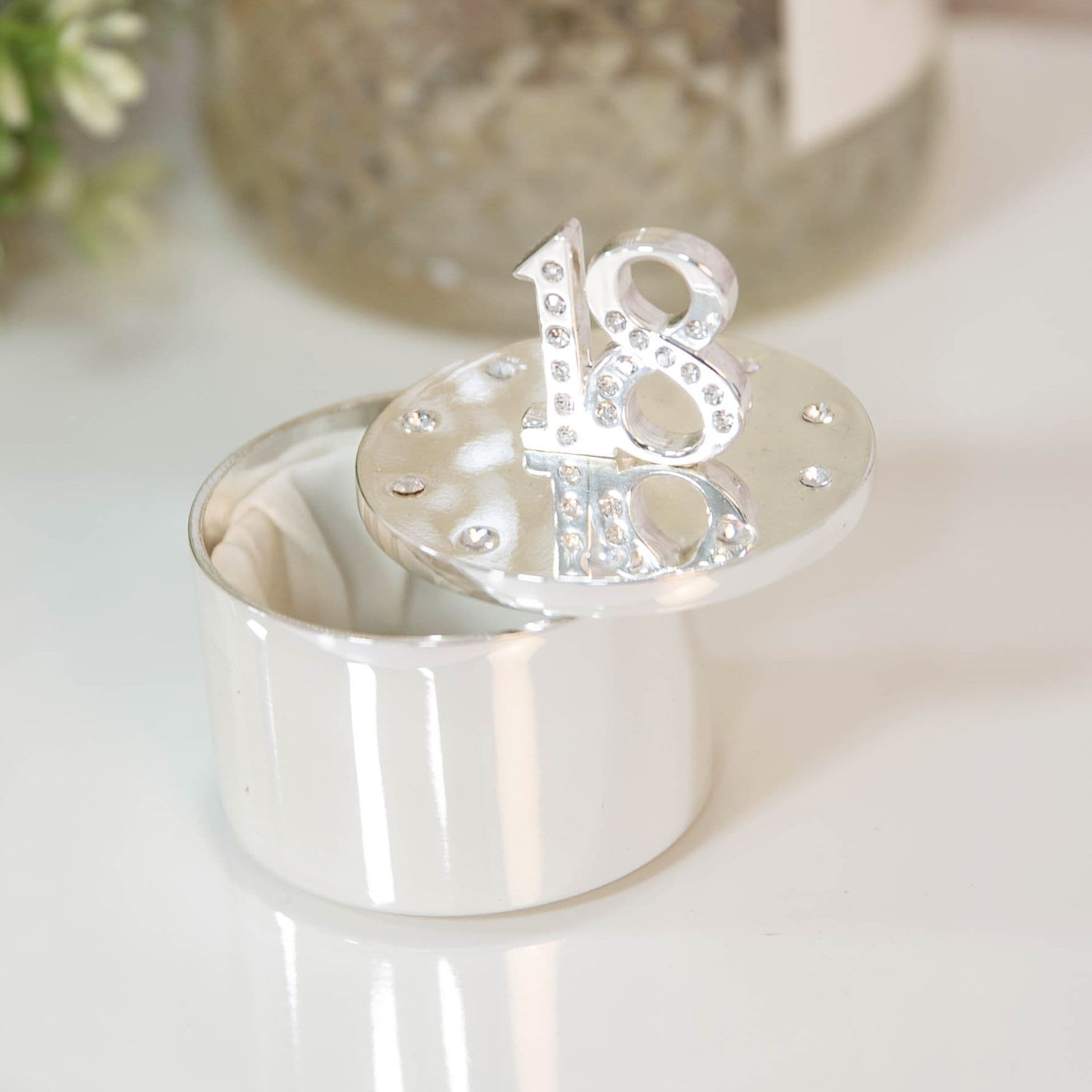 18th Birthday Silver Plated Crystal Trinket Box Gift - Gift for girls ...