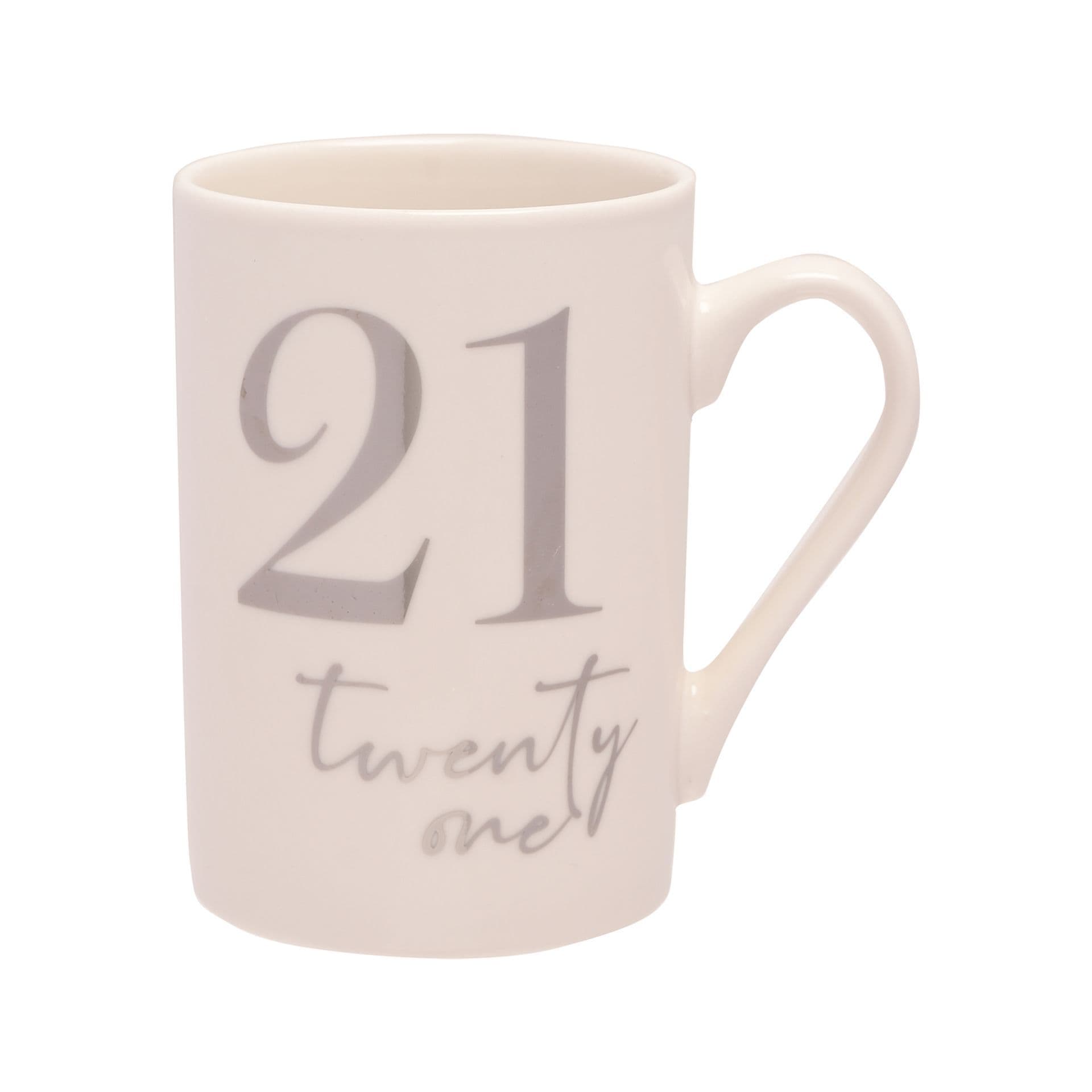 21st Birthday White Mug With Silver 21 In Gift Box. 21st birthday gift ...
