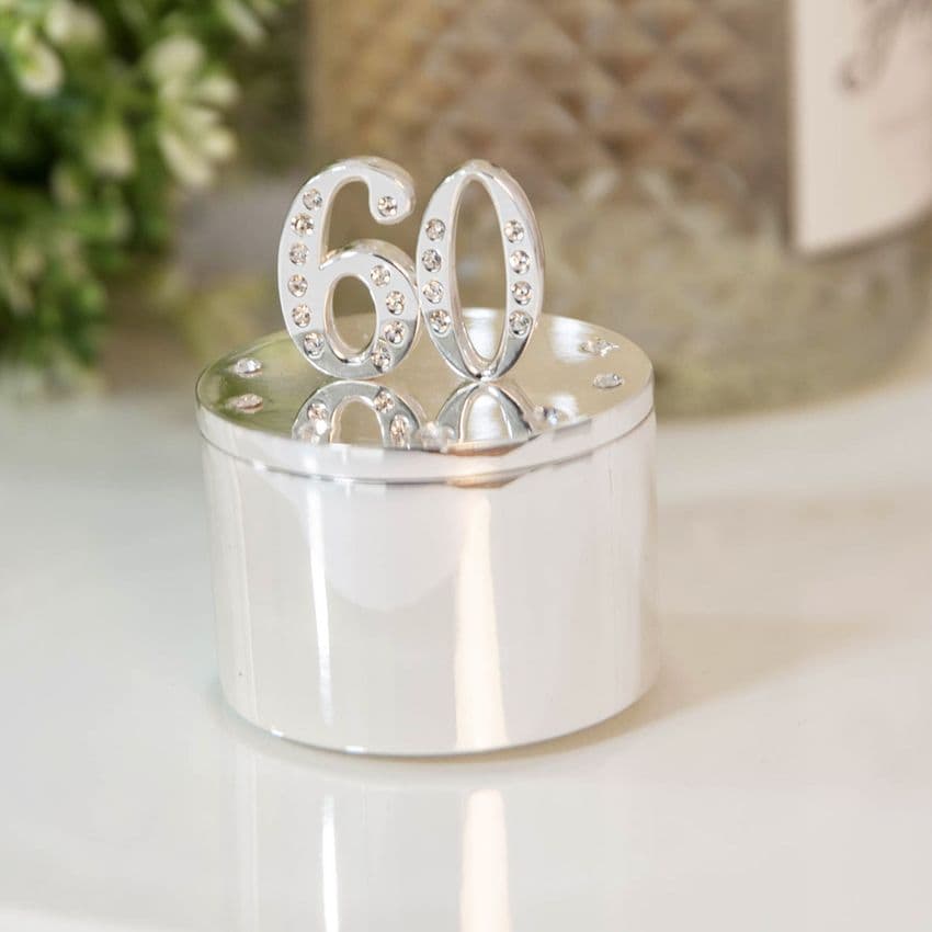 60th Birthday Silver Plated Crystal Trinket Box Gift - Gift ideas for ...