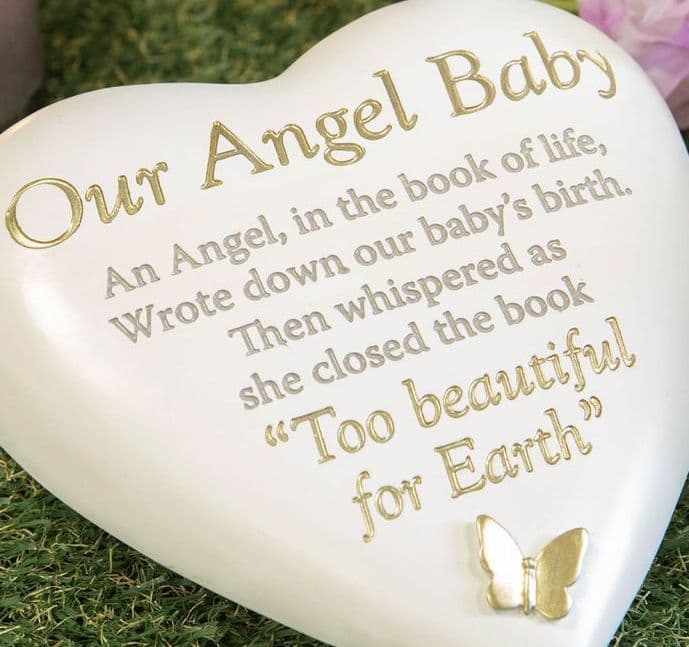 Angel Baby Heart Shape Memorial Stone Grave and Garden Tribute