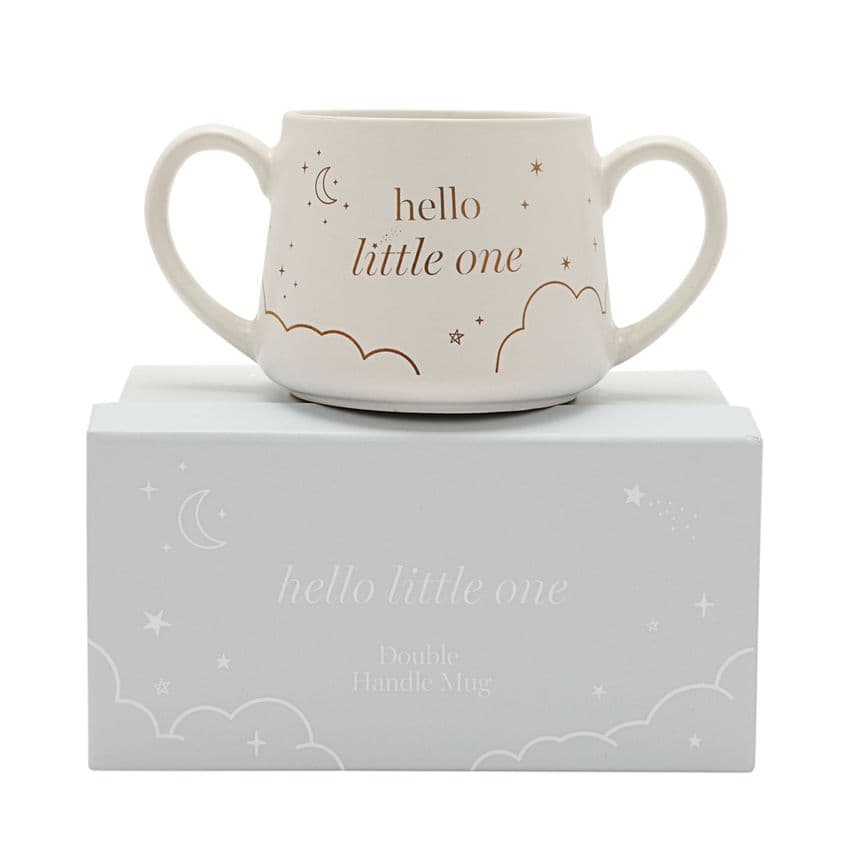 Baby's First Mug With Twin Handles - Hello Little One - white ceramic ...