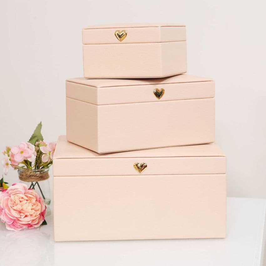 Pale Blush Pink Jewellery Box With Rose Gold Heart Clasp Small. Ladies ...