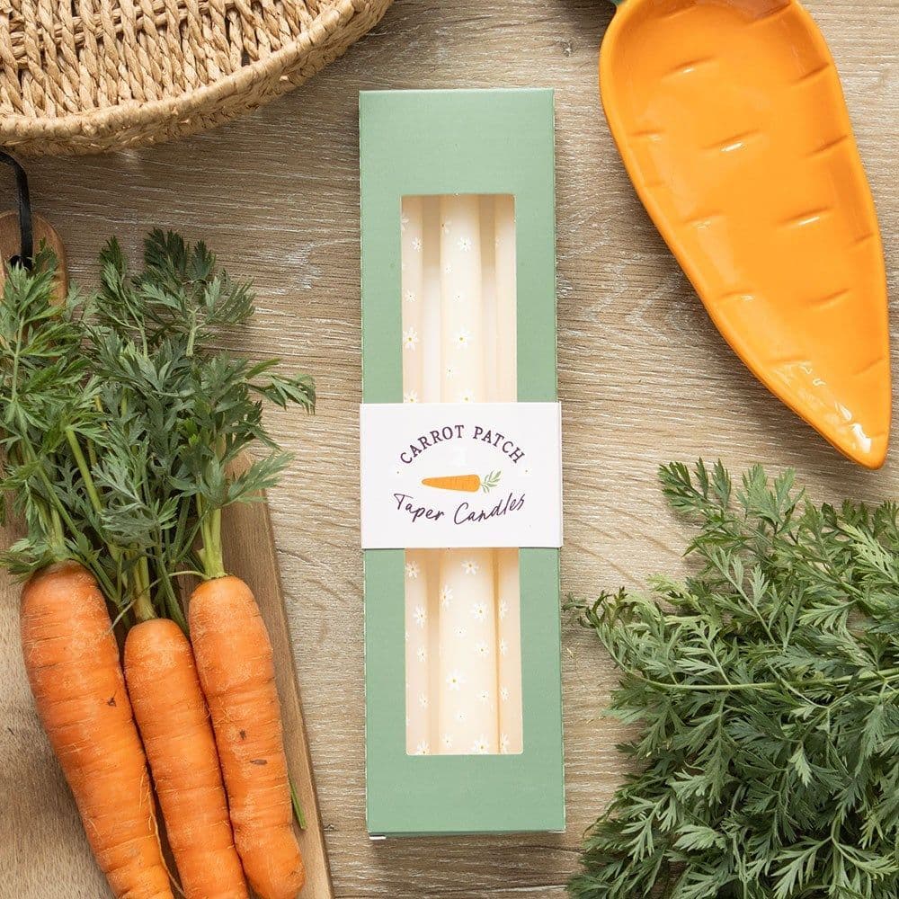 Carrot Patch Set Of 3 Daisy Design Taper Candles