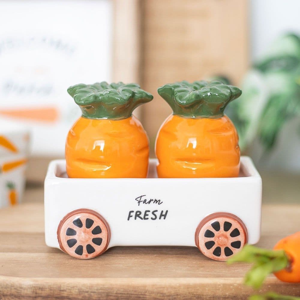 Carrot Salt & Pepper Shakers In Cart - Fun condiments set for Spring