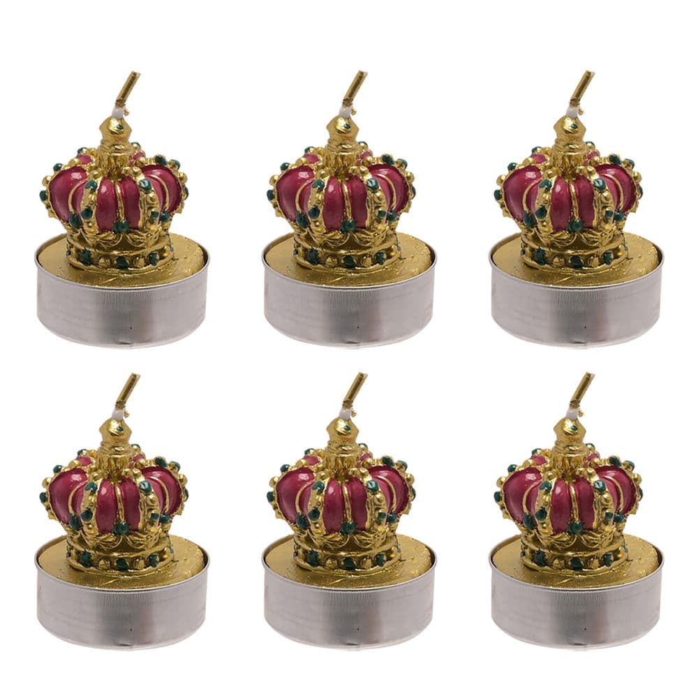 Christmas Candle Tea Lights Set Of 6 Gold & Red Royal Crowns - Crown ...