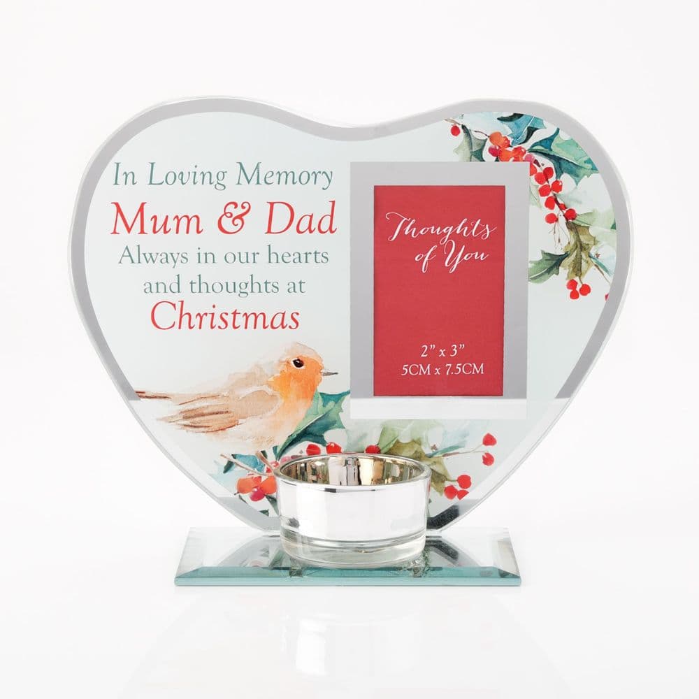 Christmas Memorial Photo Frame candle holder tribute for Mum and Dad