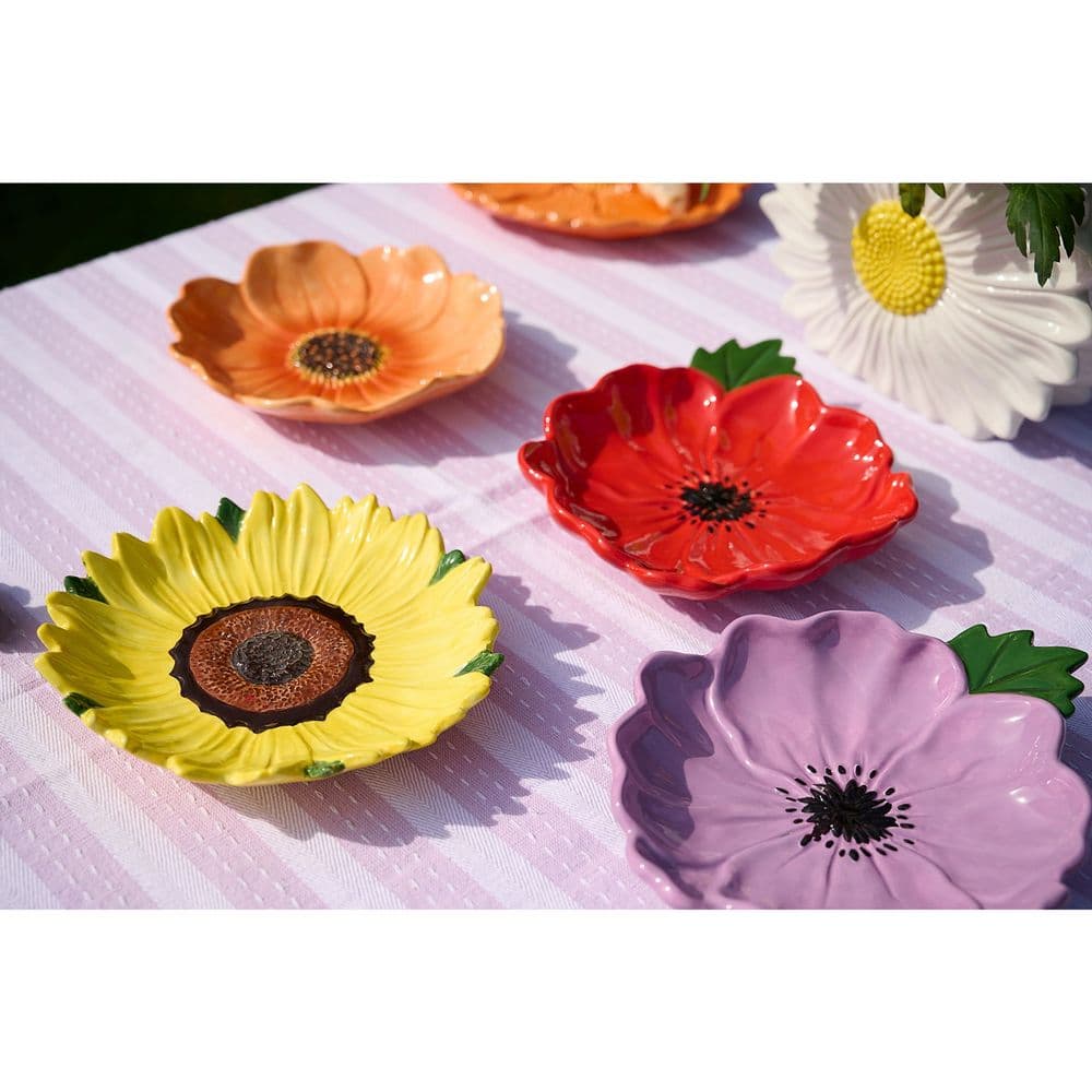 Cottage Garden Set Of 4 Flower Plates - quirky bright vibrant flower ...