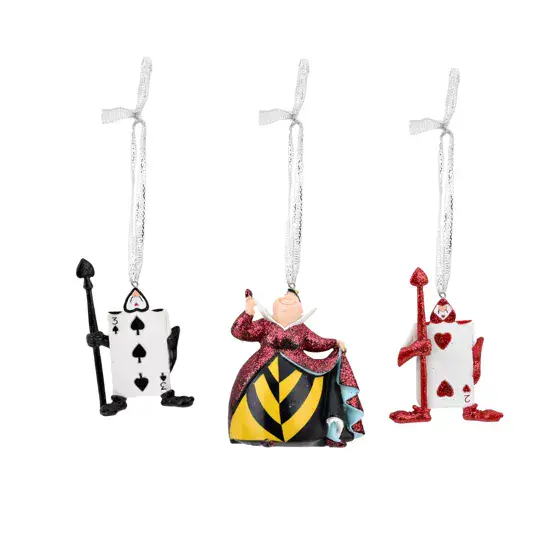 Disney Alice In Wonderland Set Of 3 Christmas Tree Decorations - Queen ...