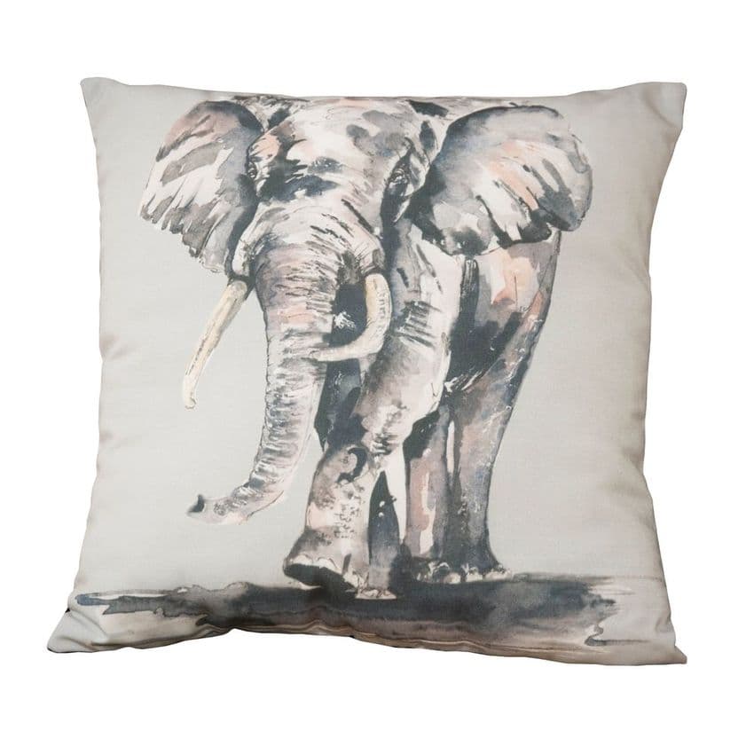 Elephant Cushion - Natural World Watercolour print Elephant design ...
