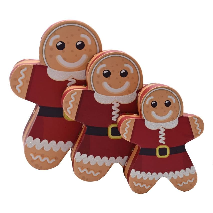 Gingerbread Man Storage Stacking Gift Boxes Set Of 3 Christmas boxes
