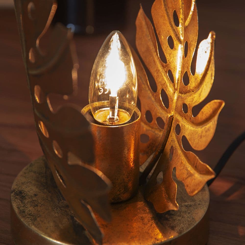 Gold Metal Monstera Leaf Lamp a unique lamp for Autumn home decor