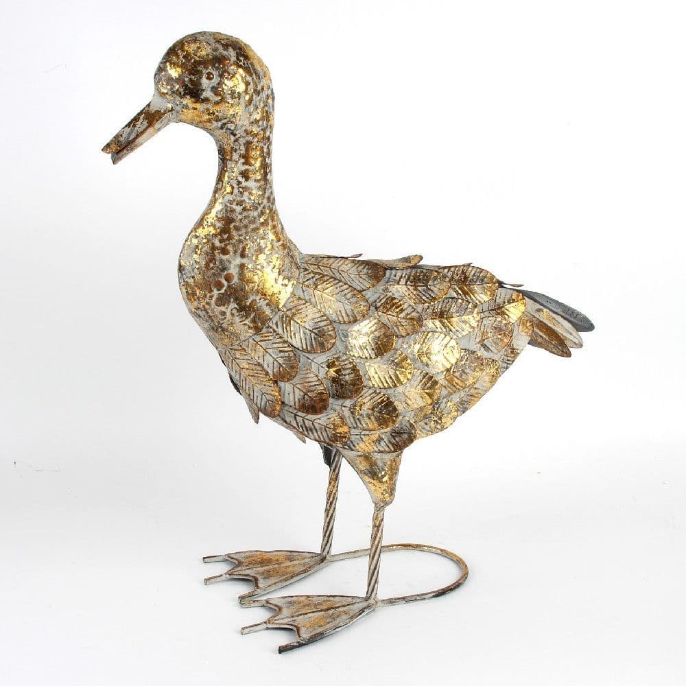Golden Duck Metal Garden Statue Ornament Sculpture