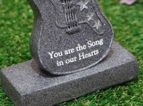Graveside Guitar Memorial Stone Garden Ornament Tribute to a musician ...