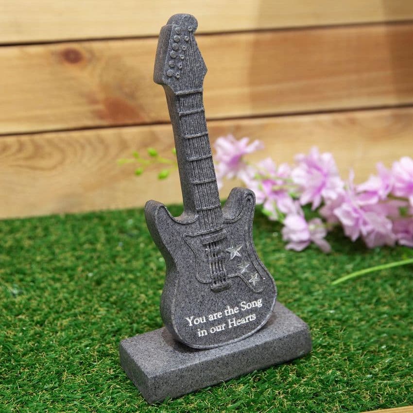 Graveside Guitar Memorial Stone Garden Ornament Tribute to a musician ...