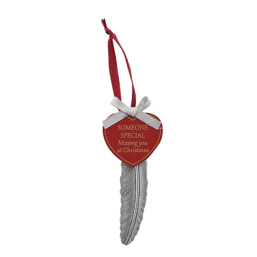 Christmas tree Hanging Feather Memorial Plaque in memory of someone ...