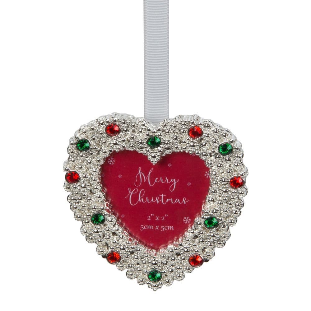 Heart Shape Silver Plated and Crystal Mini Photo Frame Christmas Tree ...