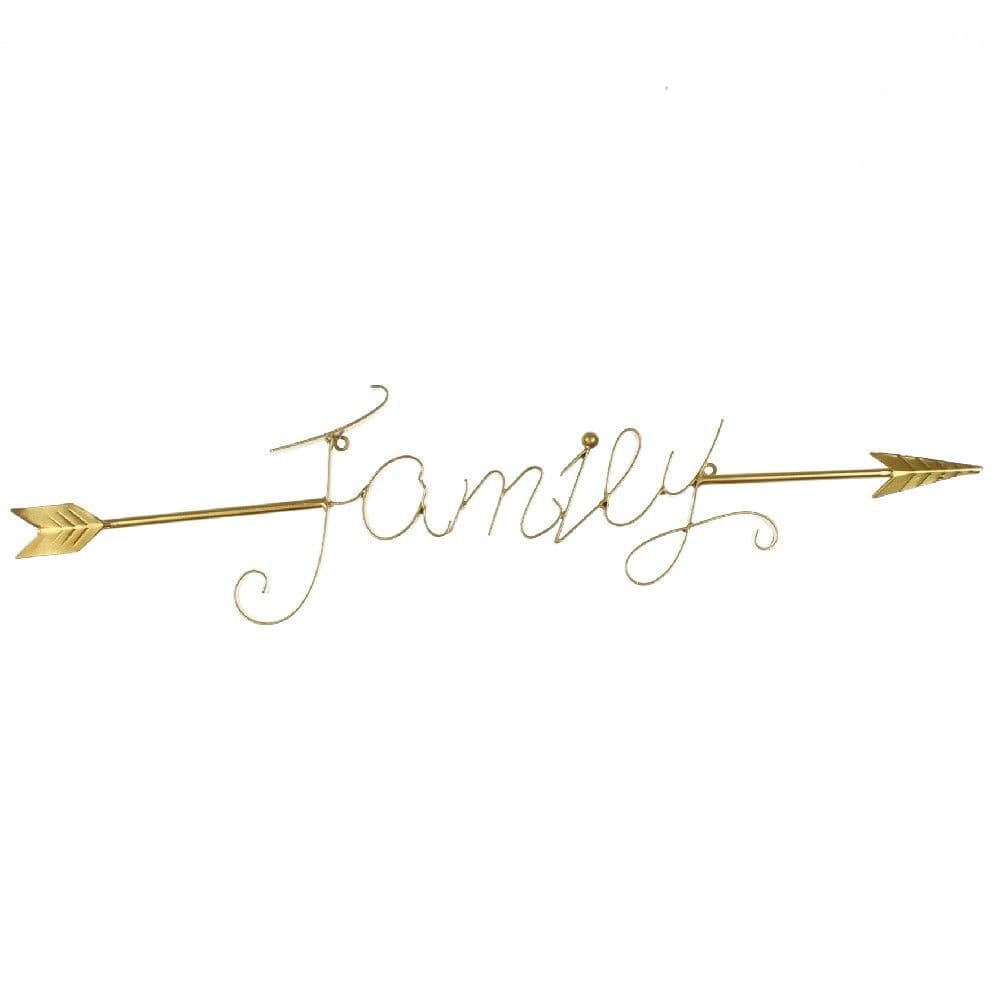 Large Gold Finish Scripted Word Family Wall Art Sculpture Home ...