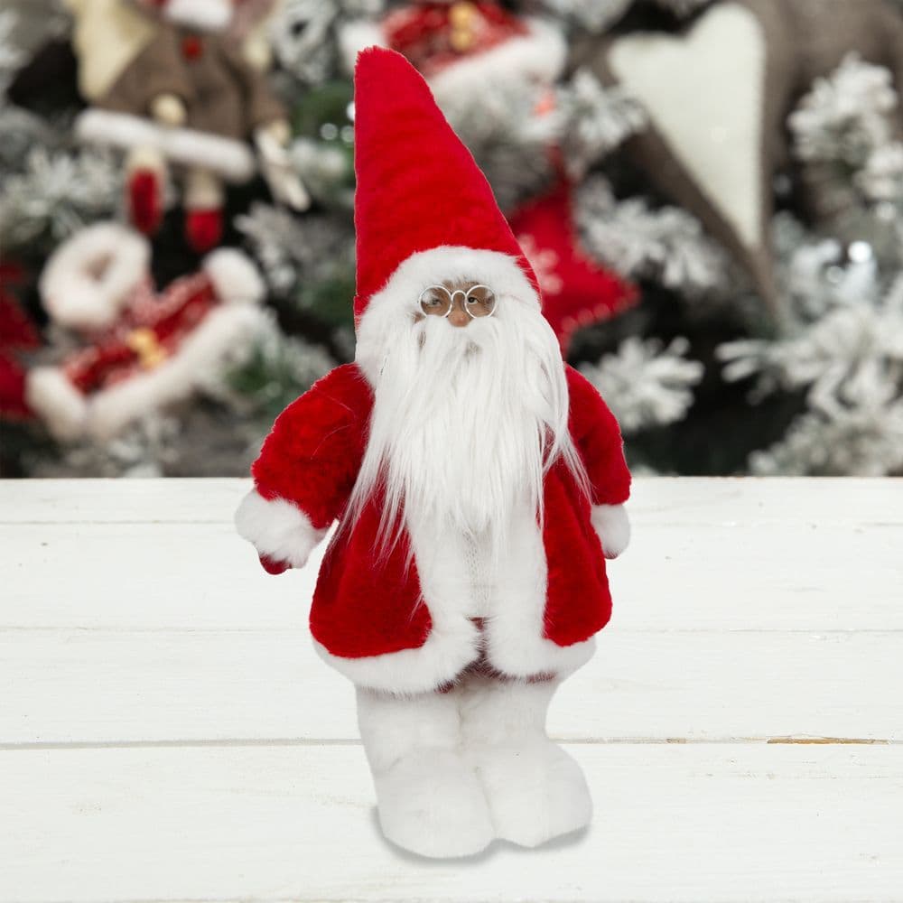 Large Standing Santa Clause in Red and White Fur Christmas Onament Home ...