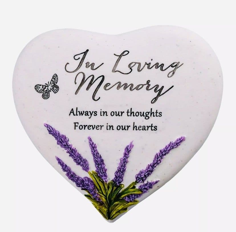 In loving memory Lavender Heart Memorial Stone - Tribute ornament for ...
