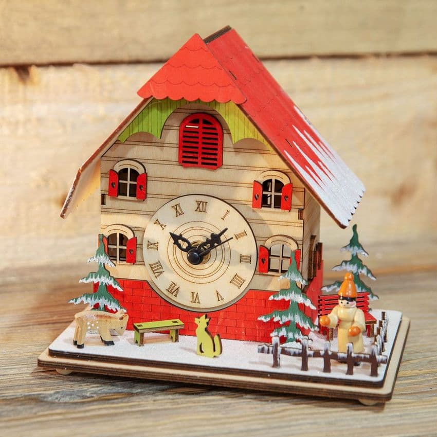 Little Christmas Clock Wooden Light Up Christmas Decoration Ornament ...