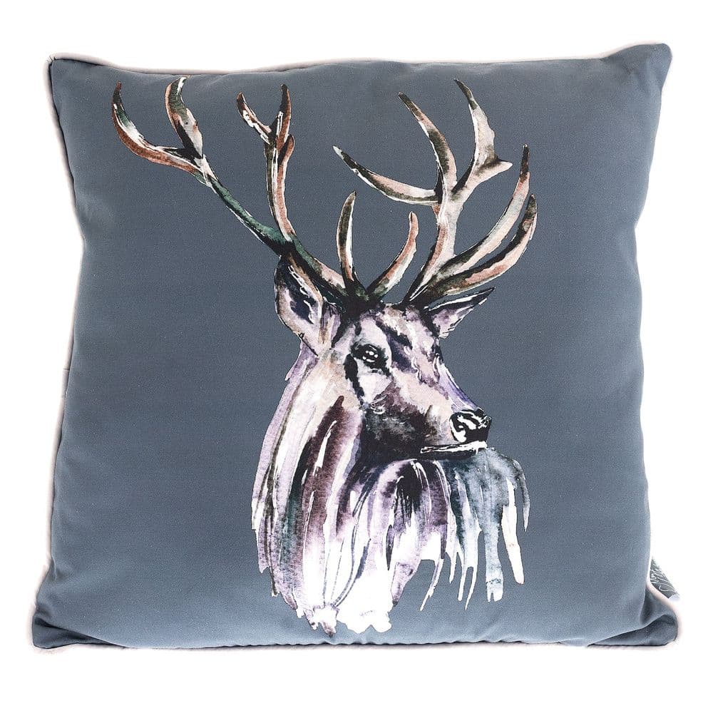 Country Cottage Stag Design Linen scatter cushion illustrated with ...