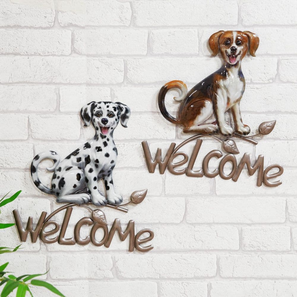 Dog Design Metal Wall Art Welcome Ornament For Home and Garden ...