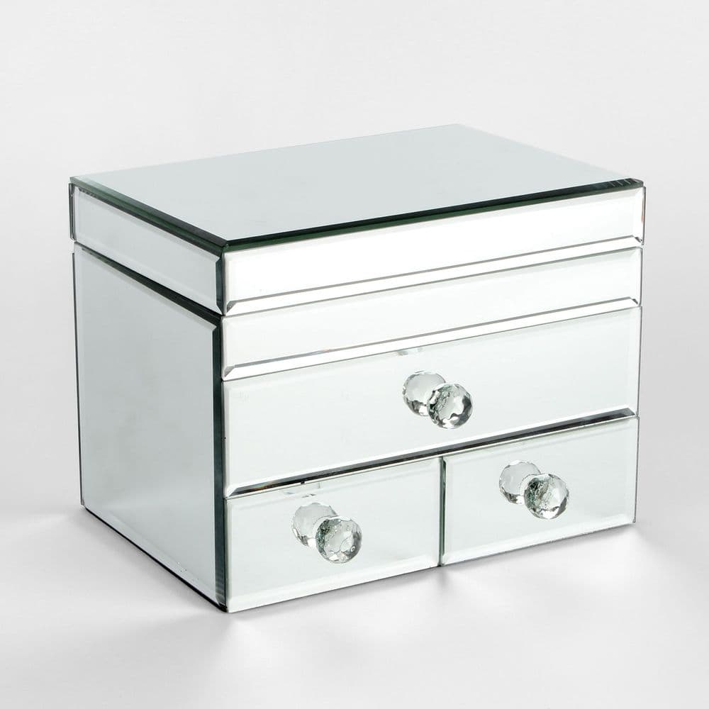 Mirror Glass Jewellery Box with 3 drawers ladies gift