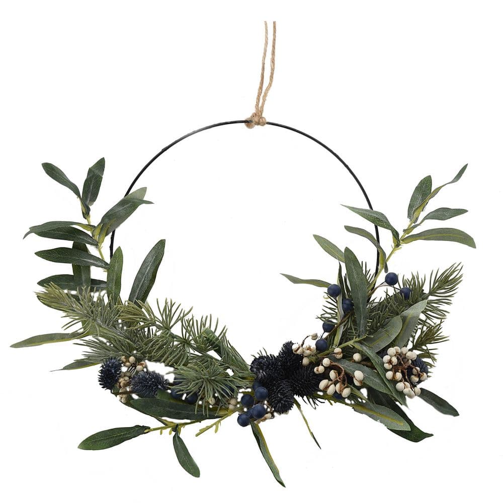Mistletoe and fern Contemporary Christmas Wreath 35cm rustic natural ...