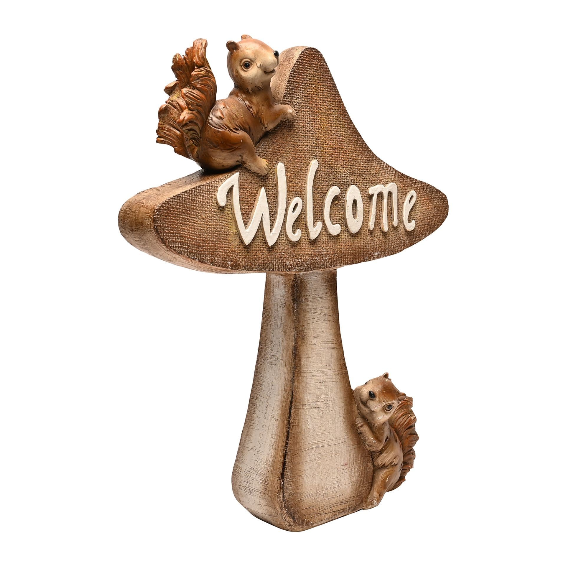 Large Mushroom Toadstool Garden Welcome sign Ornament With 2 Squirrels ...