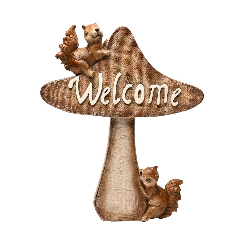 Large Mushroom Toadstool Garden Welcome sign Ornament With 2 Squirrels ...