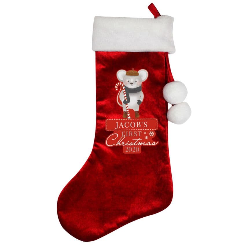 Personalised Baby's First Christmas Stocking Gift - Merry Mouse ...