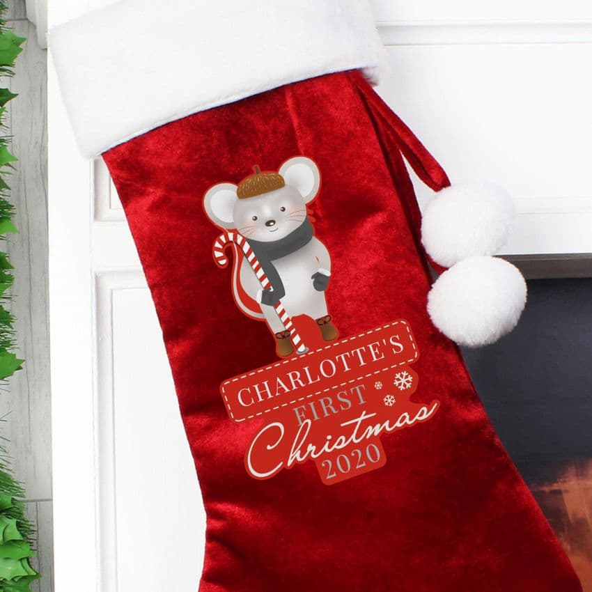 Personalised Baby's First Christmas Stocking Gift - Merry Mouse ...