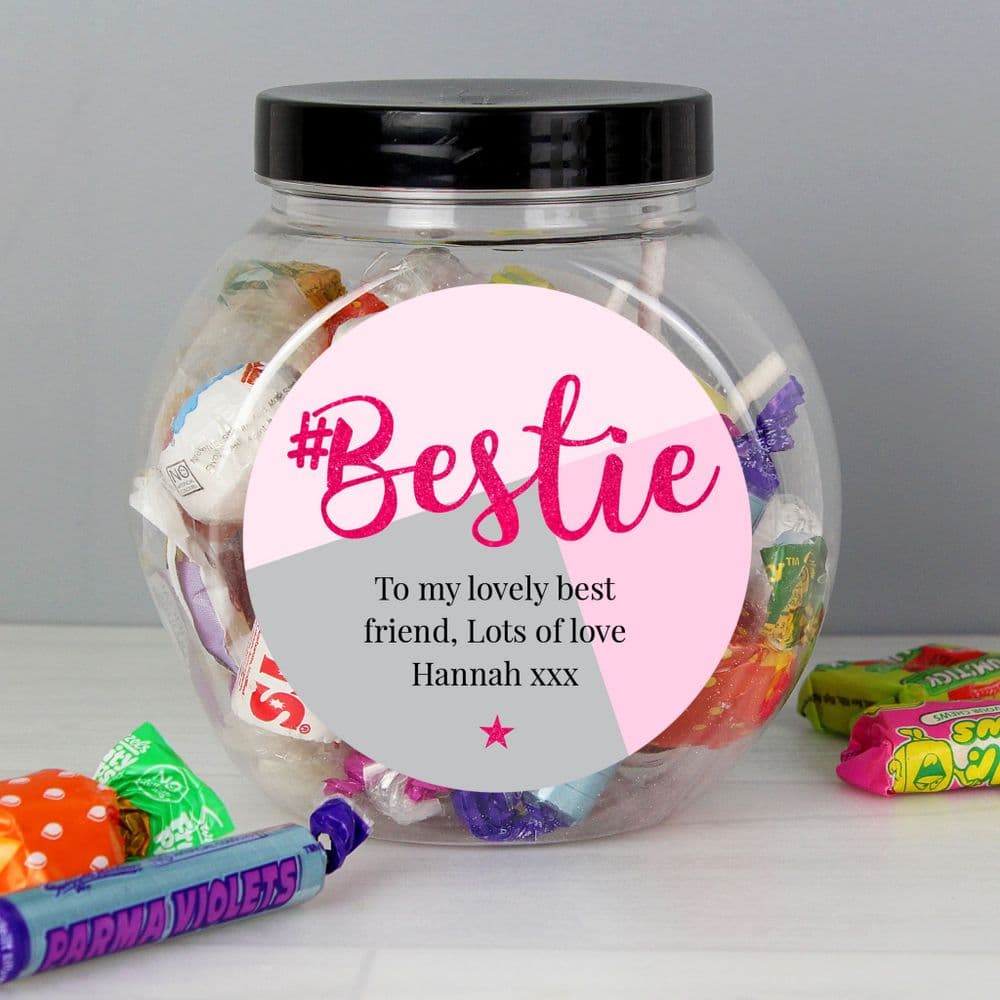 Personalised Bestie Sweet Jar Gift Idea for best friend party sleepover