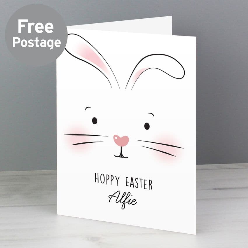 Personalised Easter Card - Easter Bunny Greeting Card personalised with ...