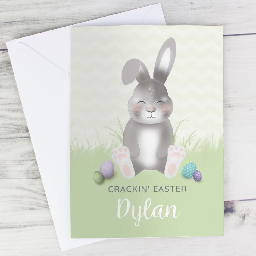 Personalised Easter Card - Easter Bunny Greeting Card personalised with ...