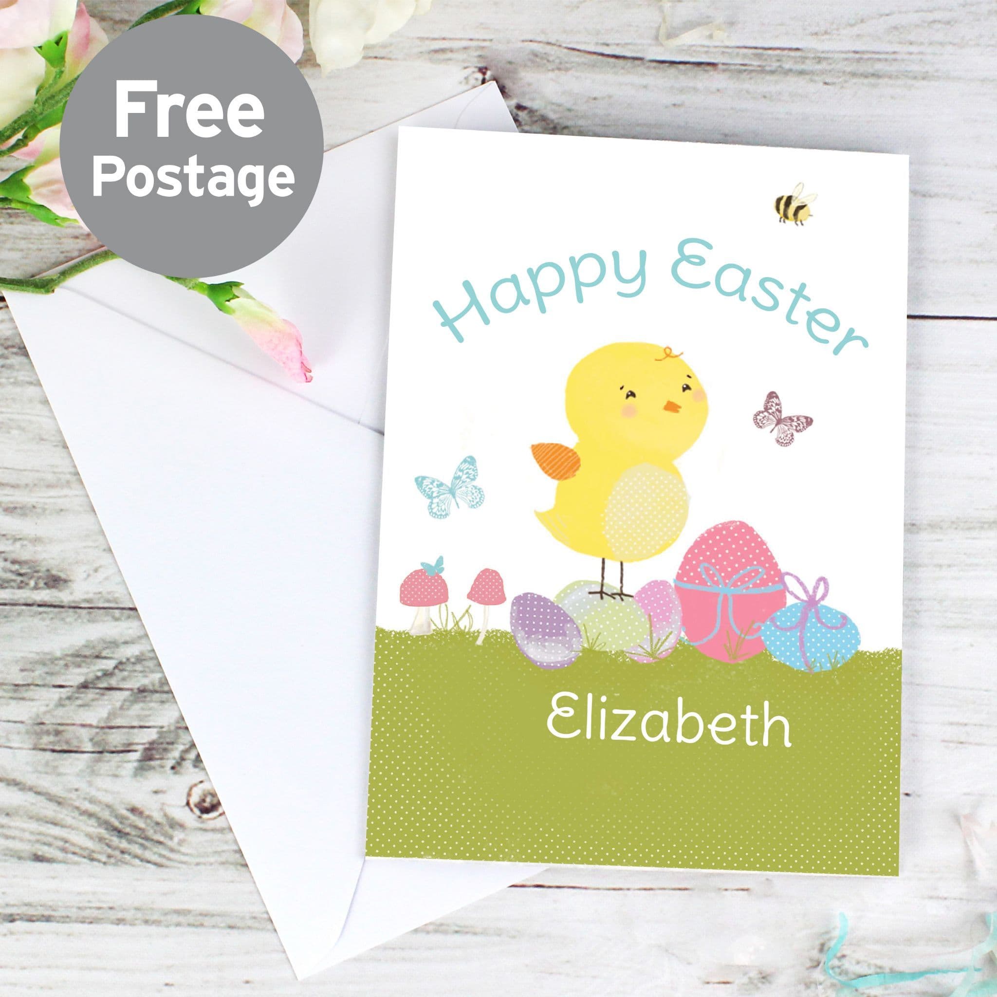 Personalised Easter Card - Easter chick Greeting Card personalised with ...