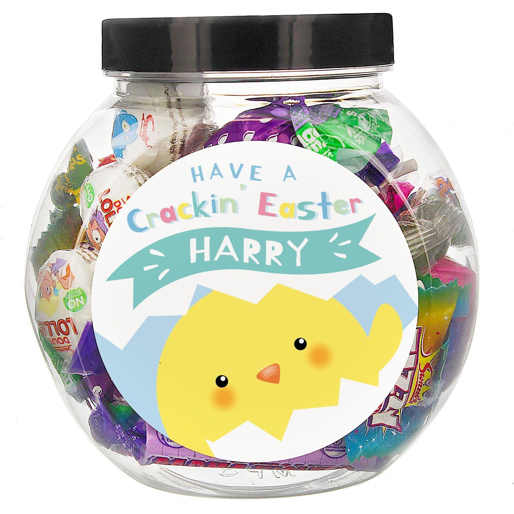 Personalised Easter Sweet Jar - Assorted Sweet In Jar With Any Name 250g