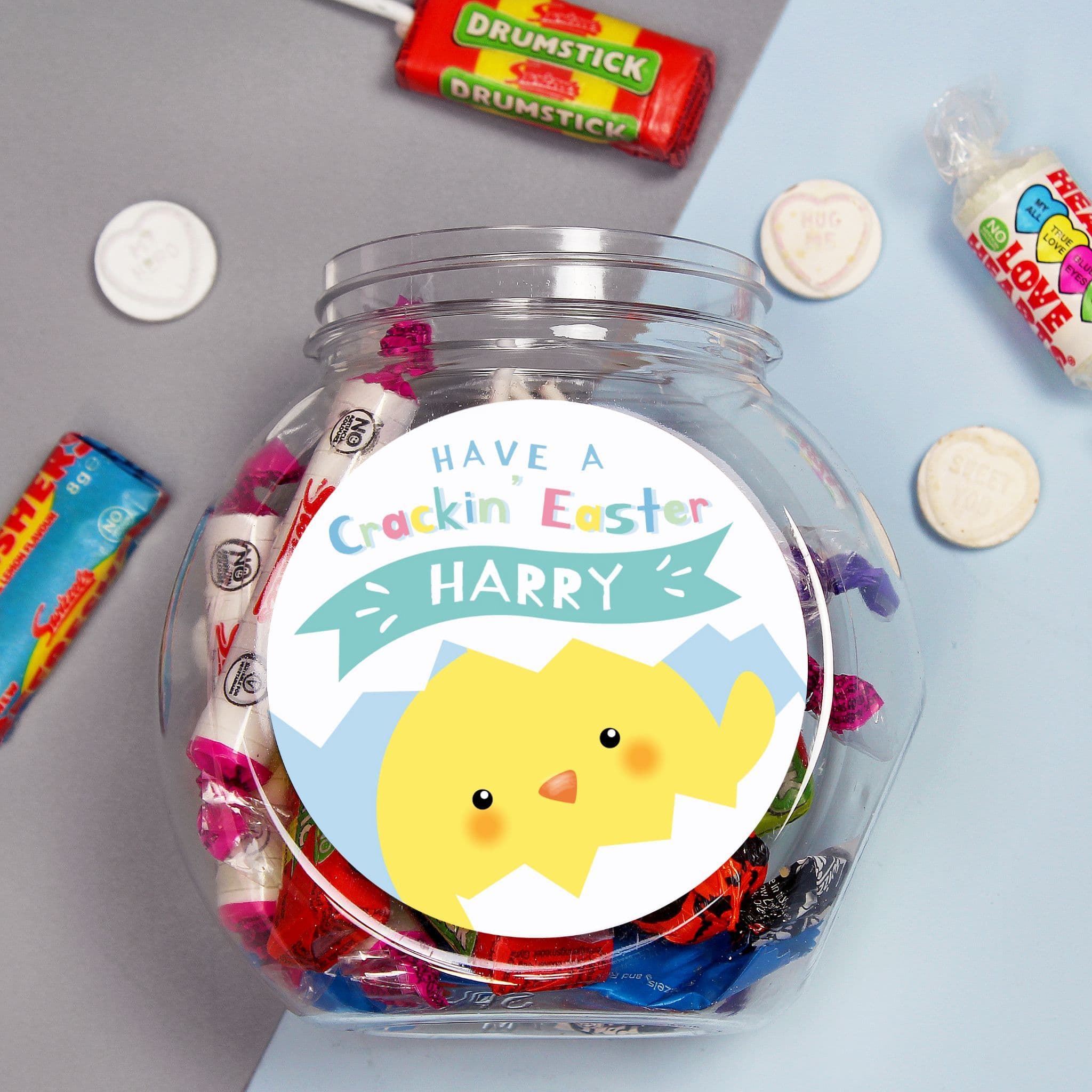 Personalised Easter Sweet Jar - Assorted Sweet In Jar With Any Name 250g