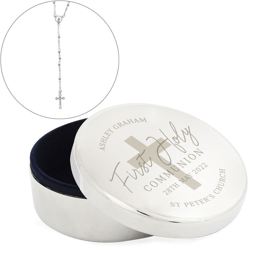 Personalised Engraved First Holy Communion Silver Finish Trinket Box ...