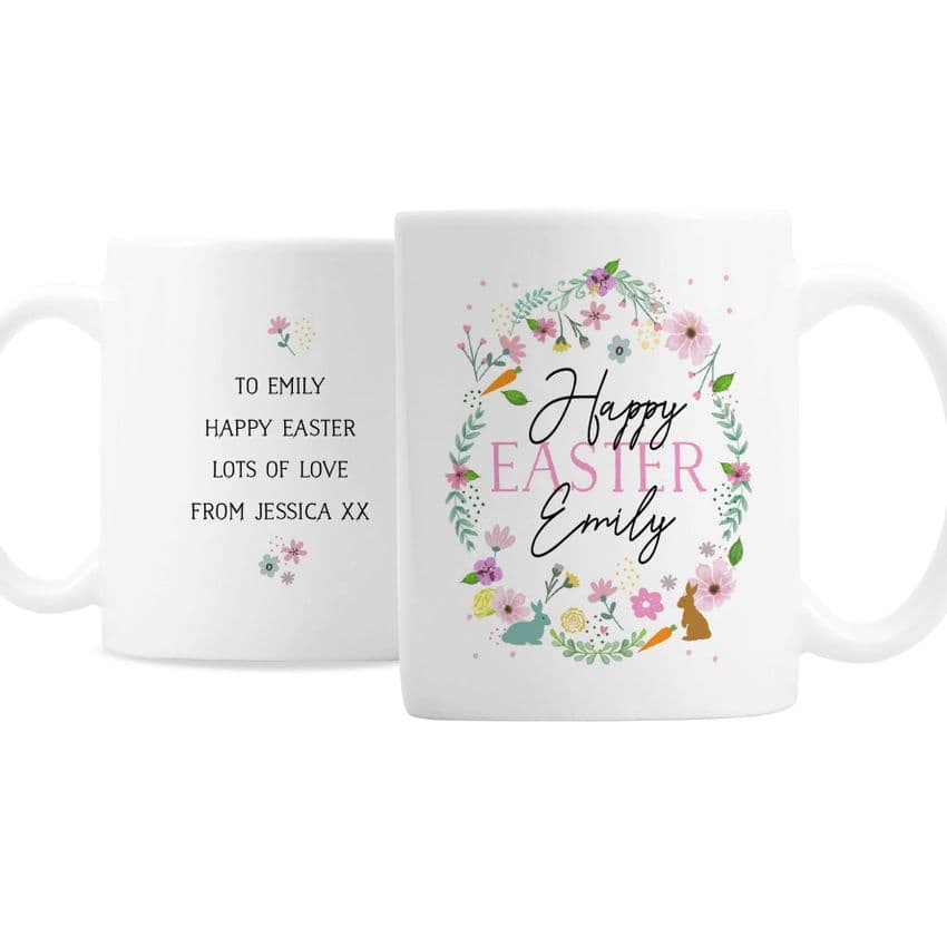 Personalised Happy Easter Springtime Design Mug. Add any name for a ...