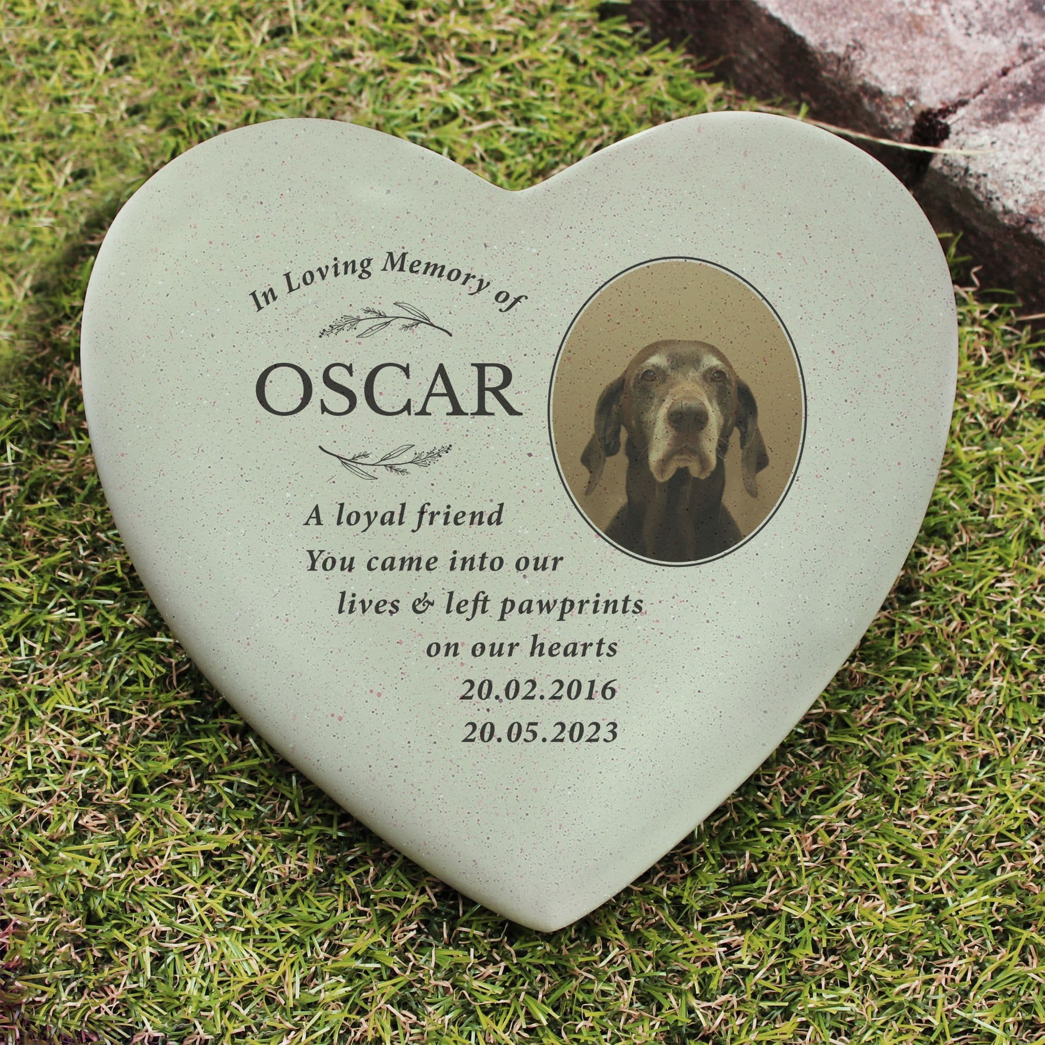 Personalised In Loving Memory Photo Heart Stone Grave Ornament with ...