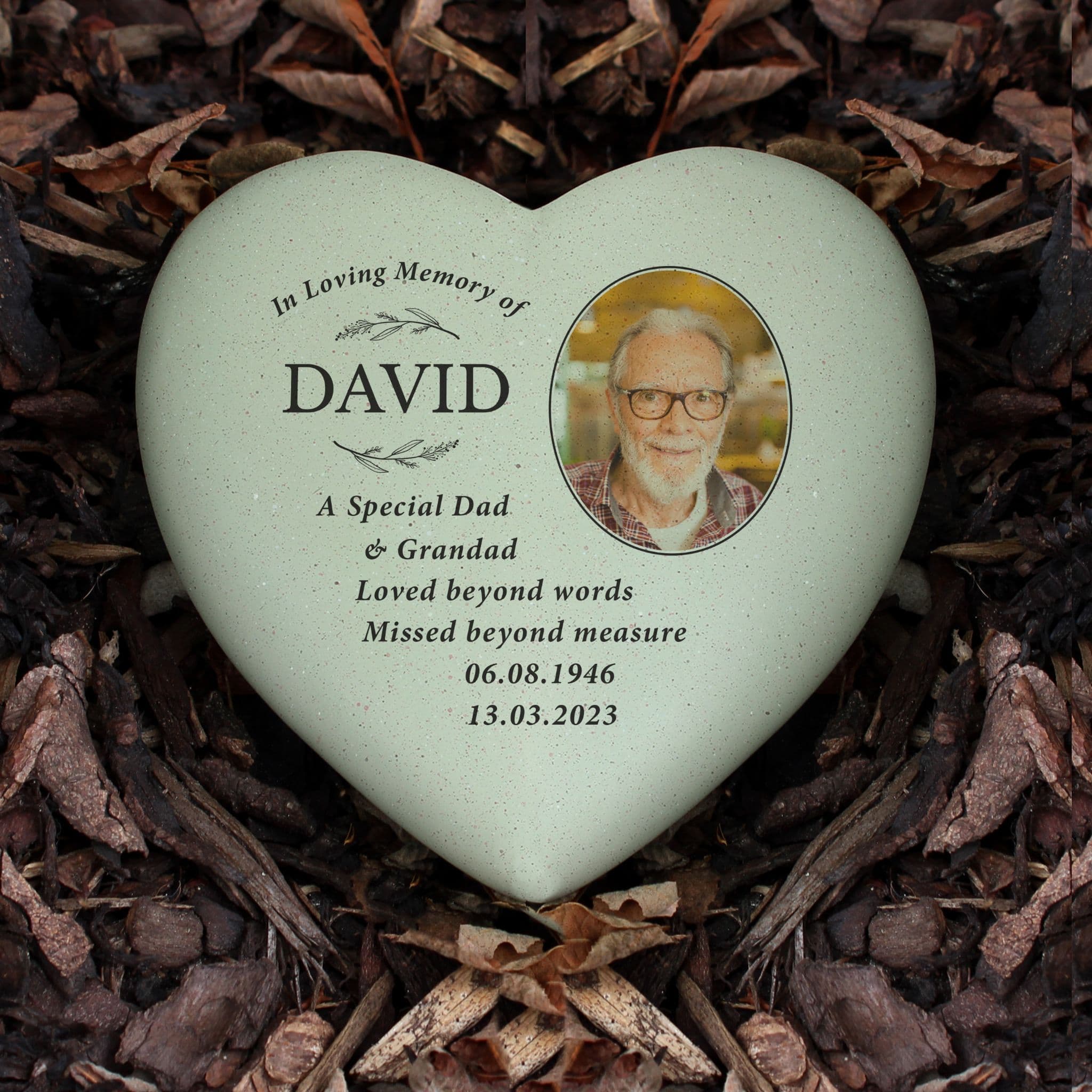 Personalised In Loving Memory Photo Heart Stone Grave Ornament with ...