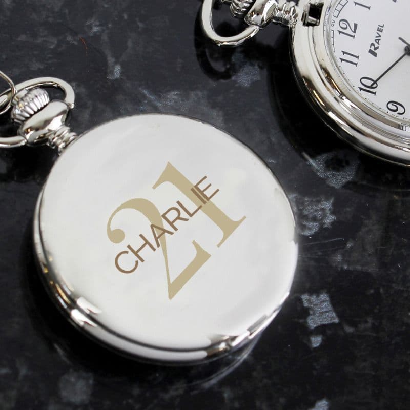 Personalised Monogrammed Silver Pocket Watch customised gift for a ...